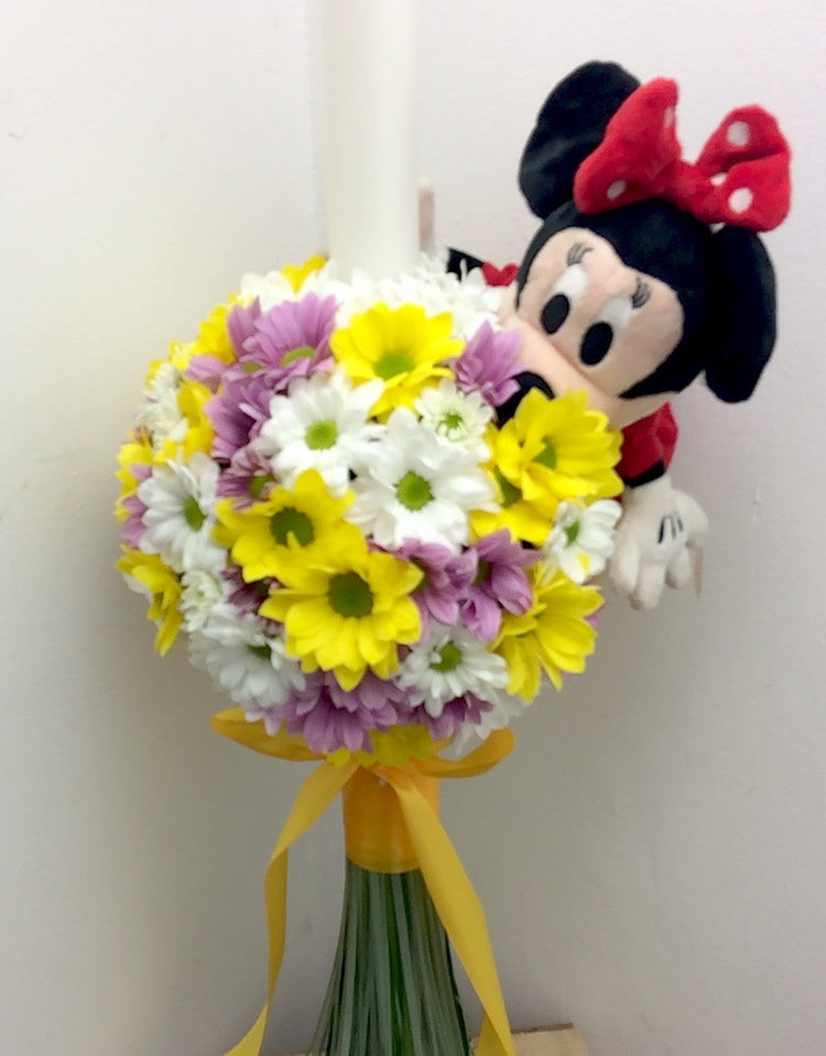 Lumanare botez margarete colorate si jucaria Minnie – Atelier Secret Garden