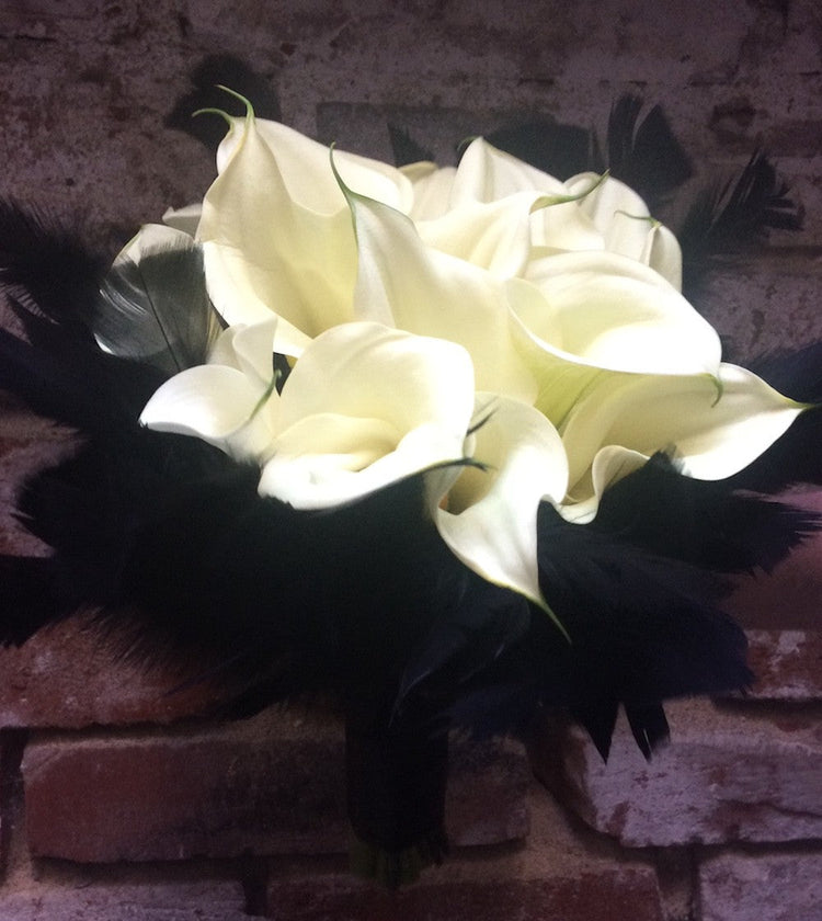 Buchet cununie civila cale albe si pene negre - modele buchete cununie ...